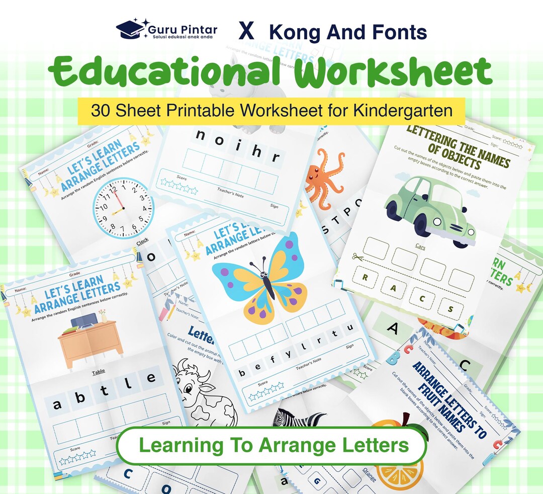 Arrange Letters Worksheets for Kindergarten – 30 Printable PDF ...