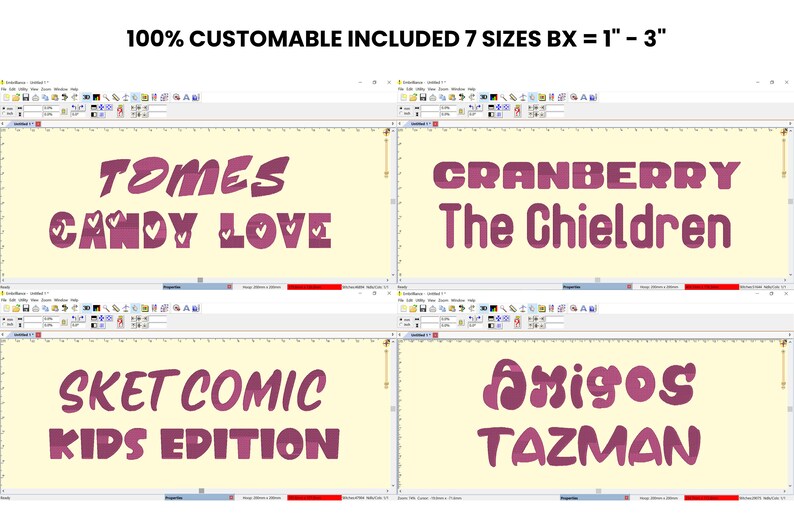 Modern Embroidery Font Bundle, Pes Embroidery Font, Embroidery Art Font ...