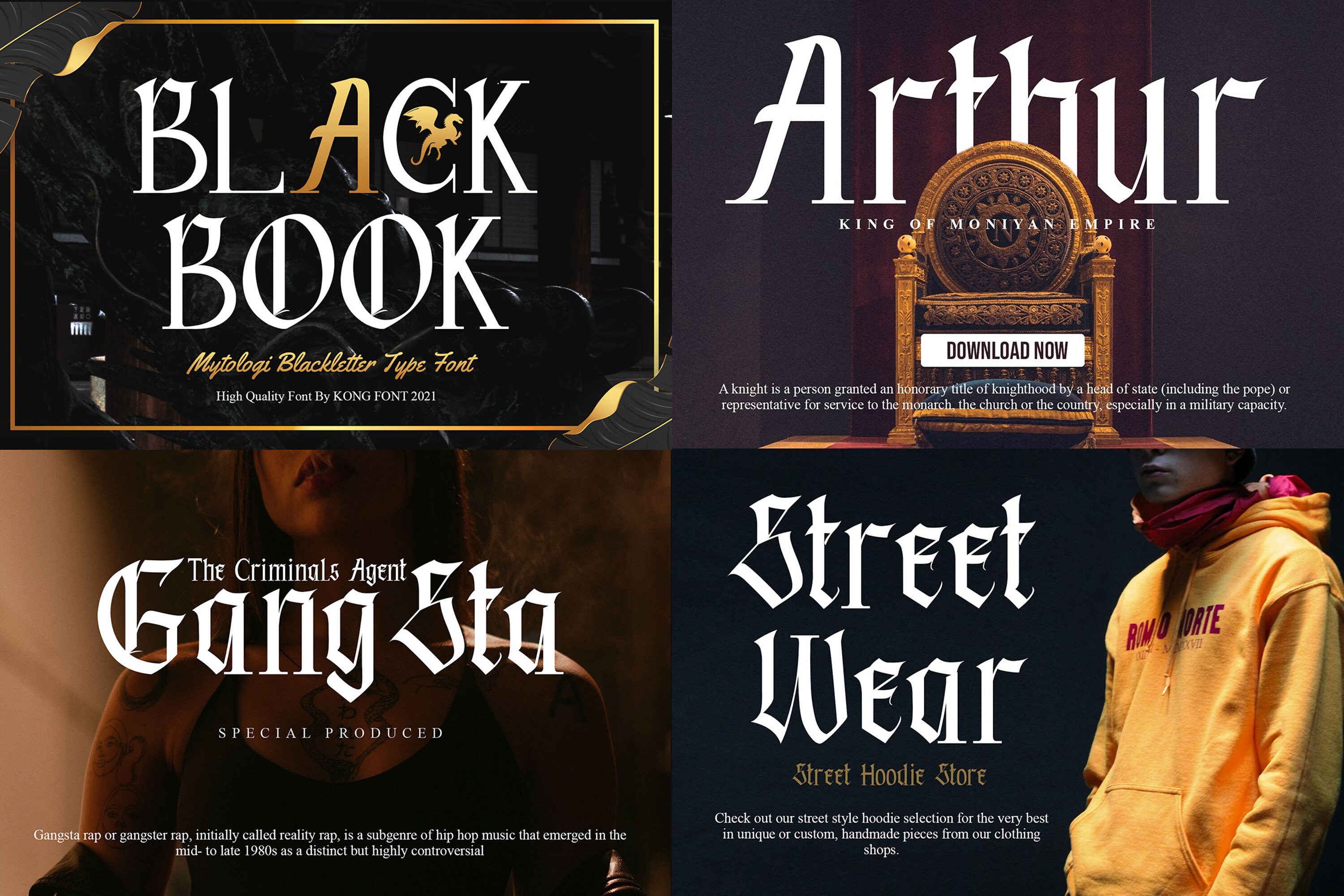 Modern Blackletter Font Bundle, Blackletter Font, Calligraphy Font ...