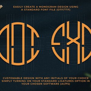 Modern Initial Circle Monogram Font (svg, Eps, Dxf, Otf, Ttf) - Etsy