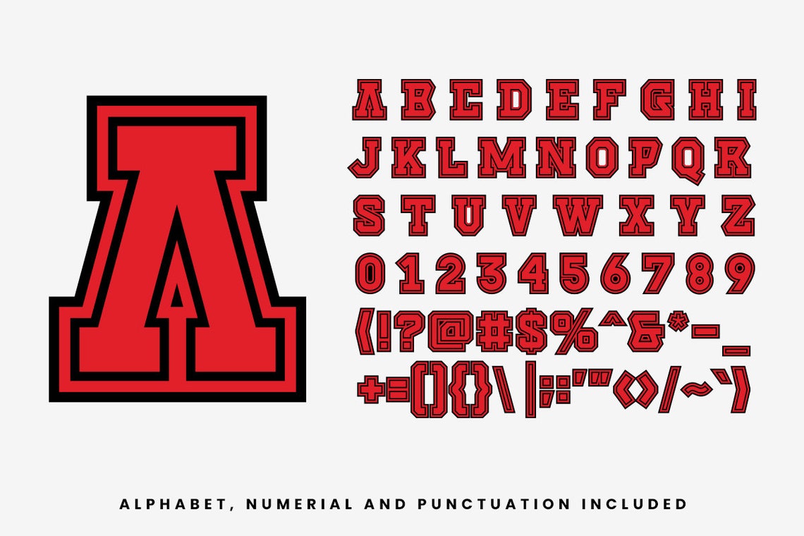 Modern Varsity Font SVG, Vector Font, Varsity Team Font, Varsity Bold ...