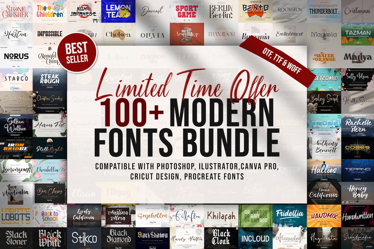 100 Modern Font Bundle, Procreate Font, Branding Font, Handwritten Font ...