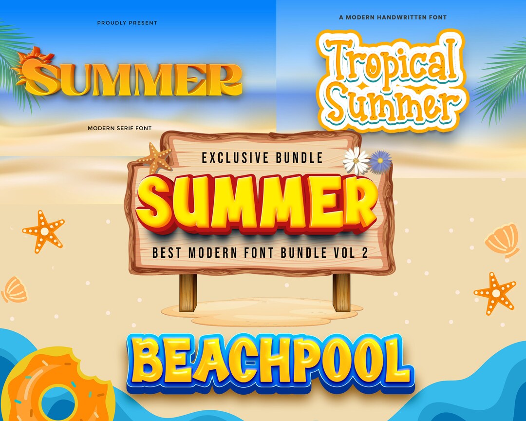 Modern Summer Font Bundle, Handwritten Typography (TTF, OTF, WOFF) - Etsy