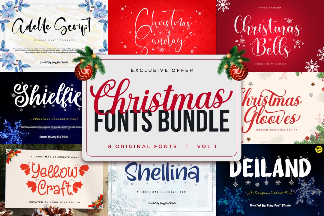 Modern Christmas Font Bundle, Christmas Font, Modern Christmas, Font ...