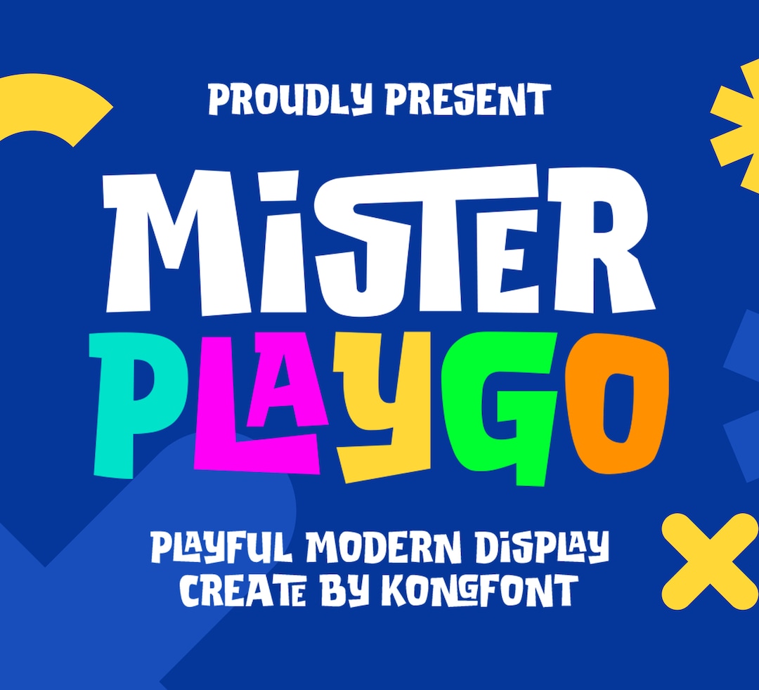 Moredn Font, Creative Font, Kids Font, Unique Display Mister Playgo ...