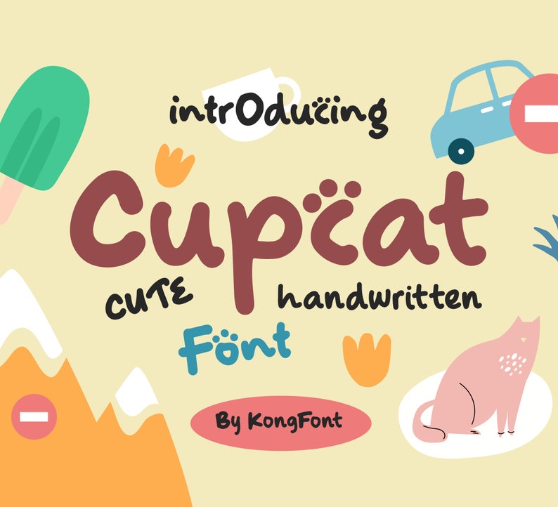 Modern Font, Playful Font, Cartoon Font, Kids Font - Cup Cat A Fun and ...