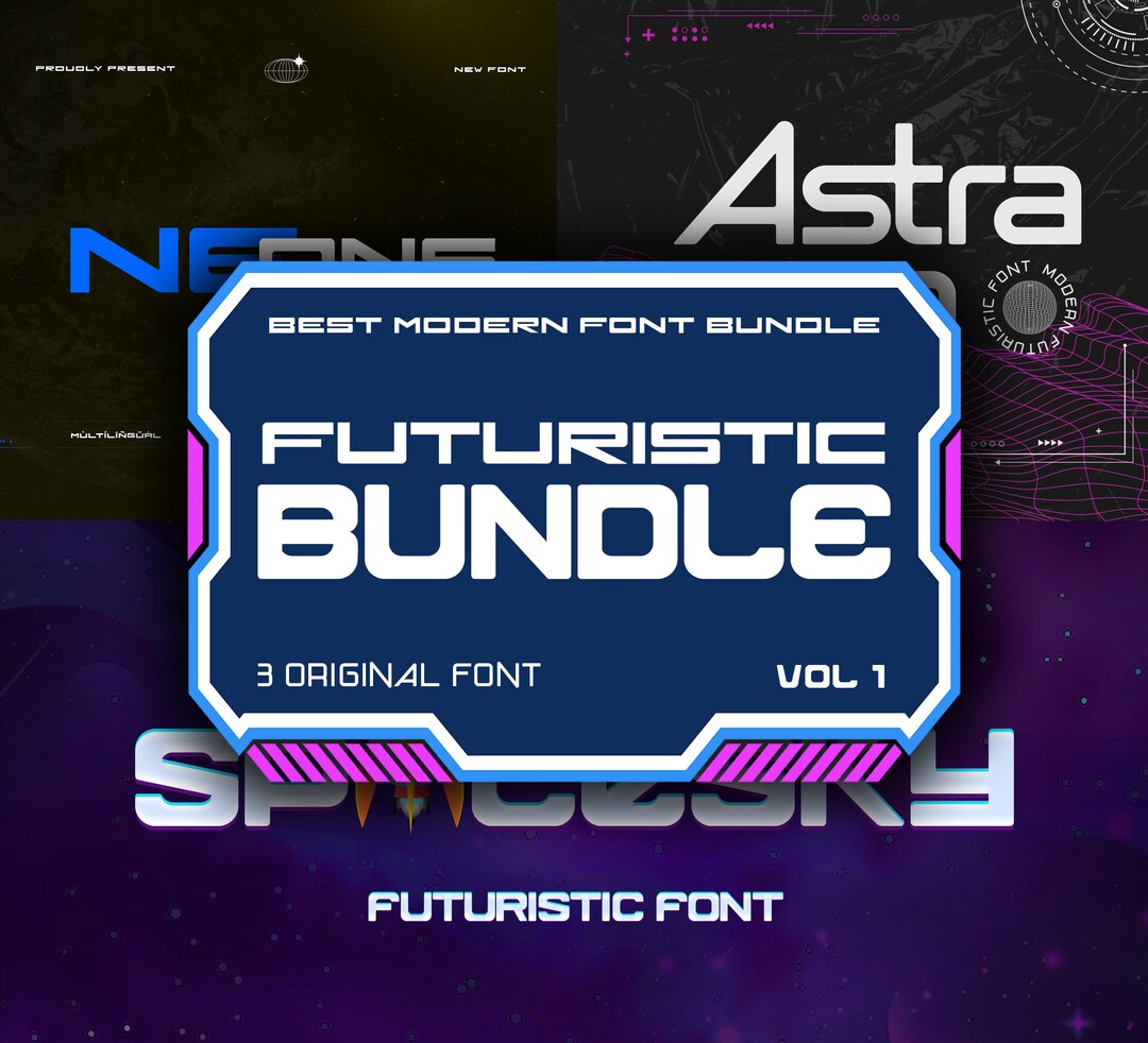 Modern Font, Futuristic Font, Font Bundle, Fonts, Tech Design Fonts ...