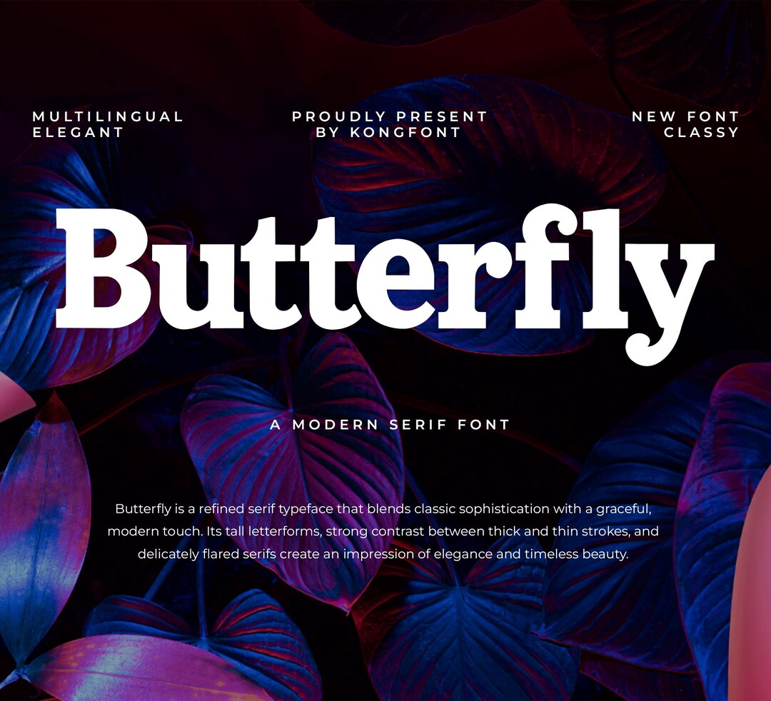 Butterfly Modern Serif Font: Elegant Editorial Typography (TTF, OTF ...