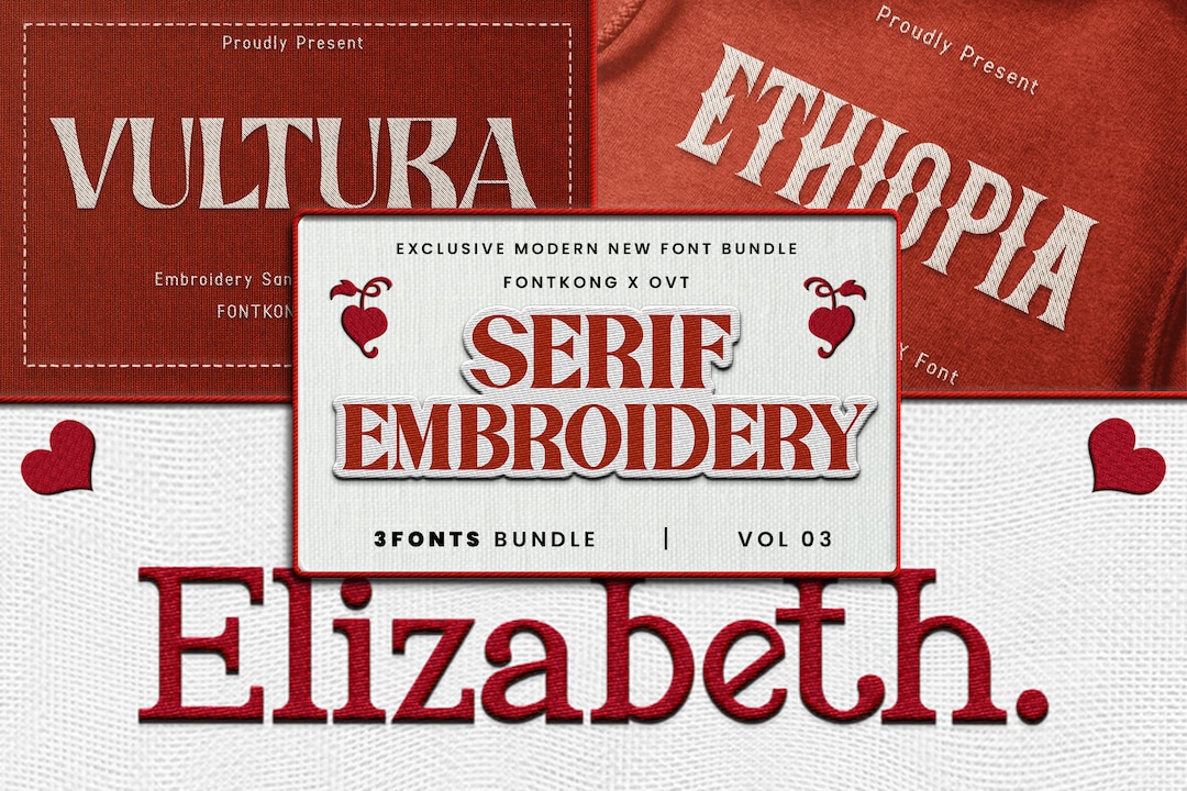 Embroidery Font Bundle, Modern Fonts - Limited Modern Serif Font Bundle ...