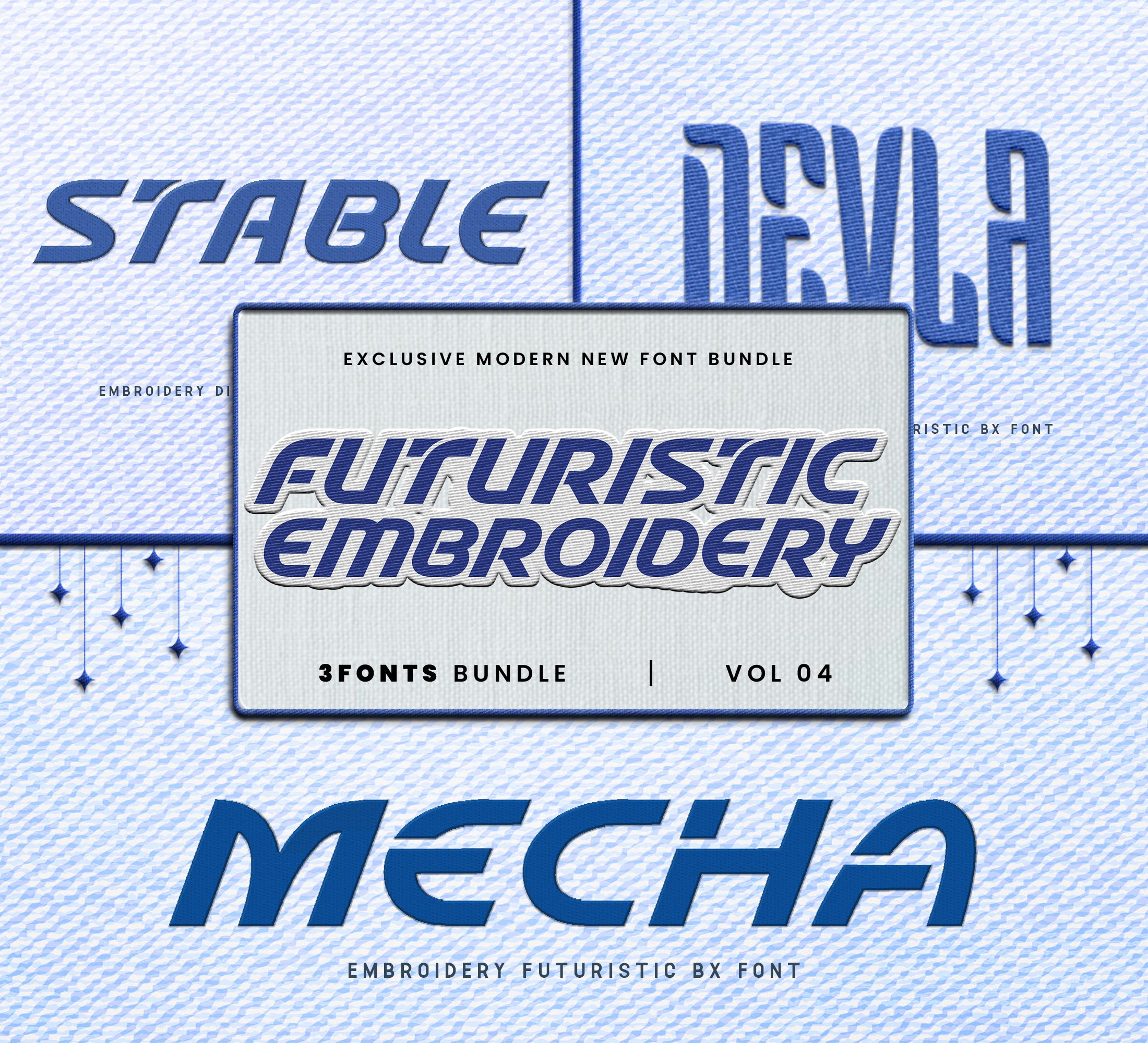 Futuristic Embroidery Font Bundle, BX, DST, PES, VP3 (digital Download ...