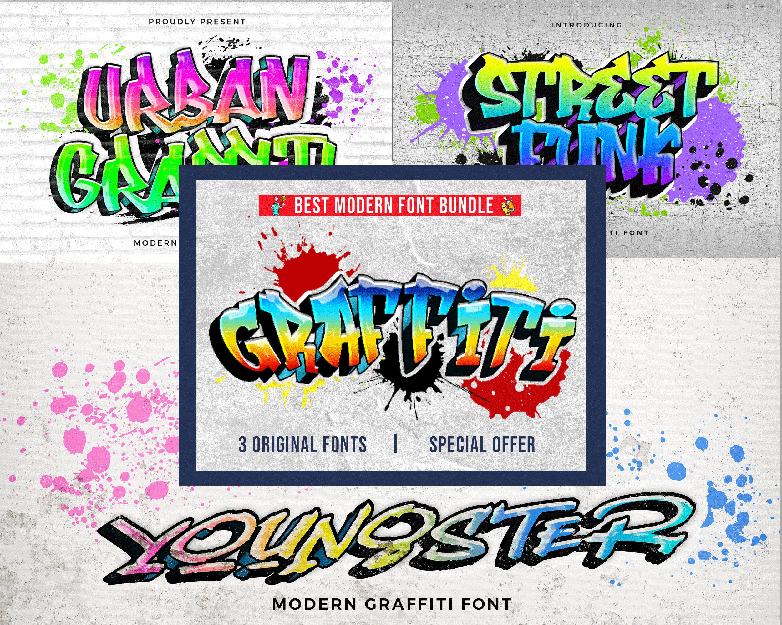 Modern Font, Font, Graffiti Bundle Font, Digital Font, Handwriting Font ...