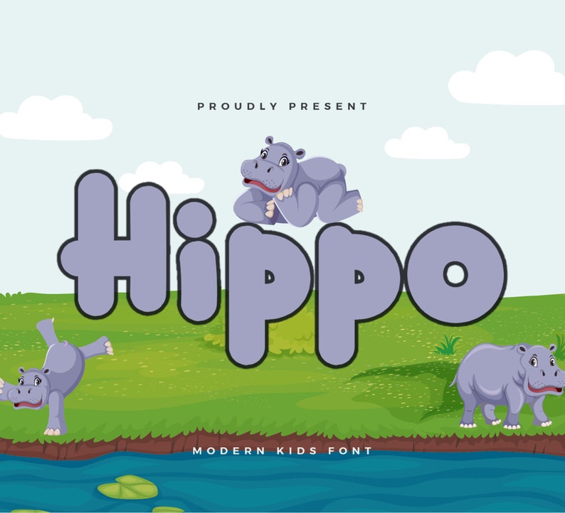 Hippo Kids Font, Modern Adorable Typeface (TTF, OTF, WOFF) - Etsy