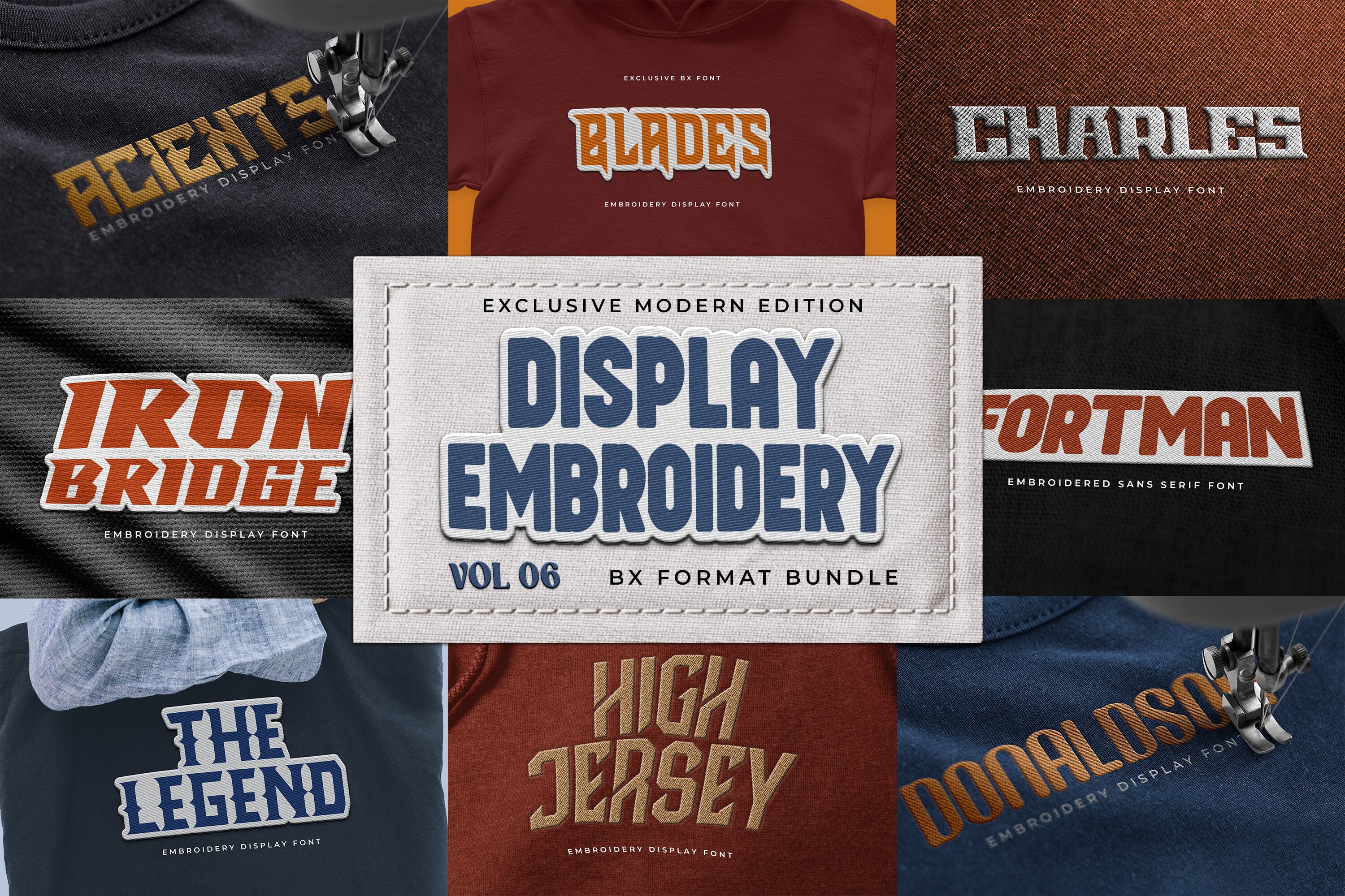 Modern Embroidery Font Bundle, Embroidery Font, Pes Embroidery Font ...