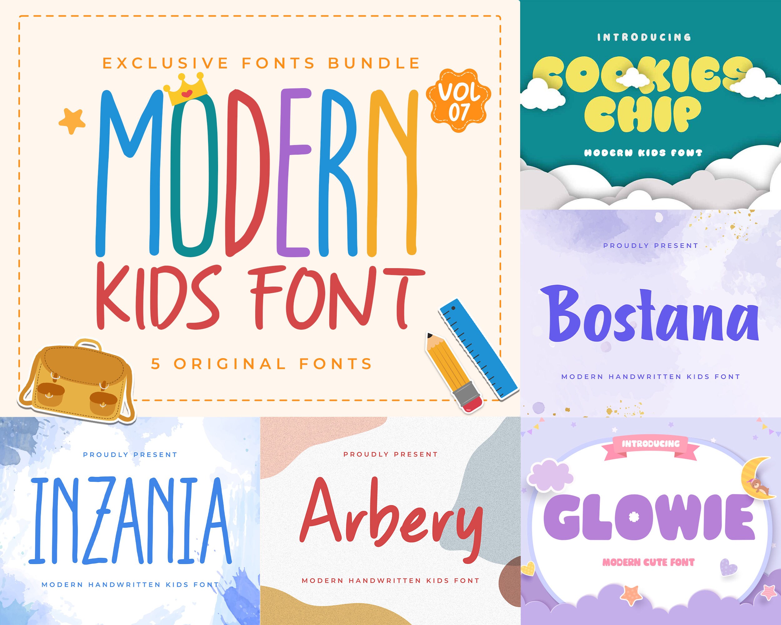 Modern Kids Font Bundle, Cricut Fonts, Girly Fonts, Fun Font, Smooth ...
