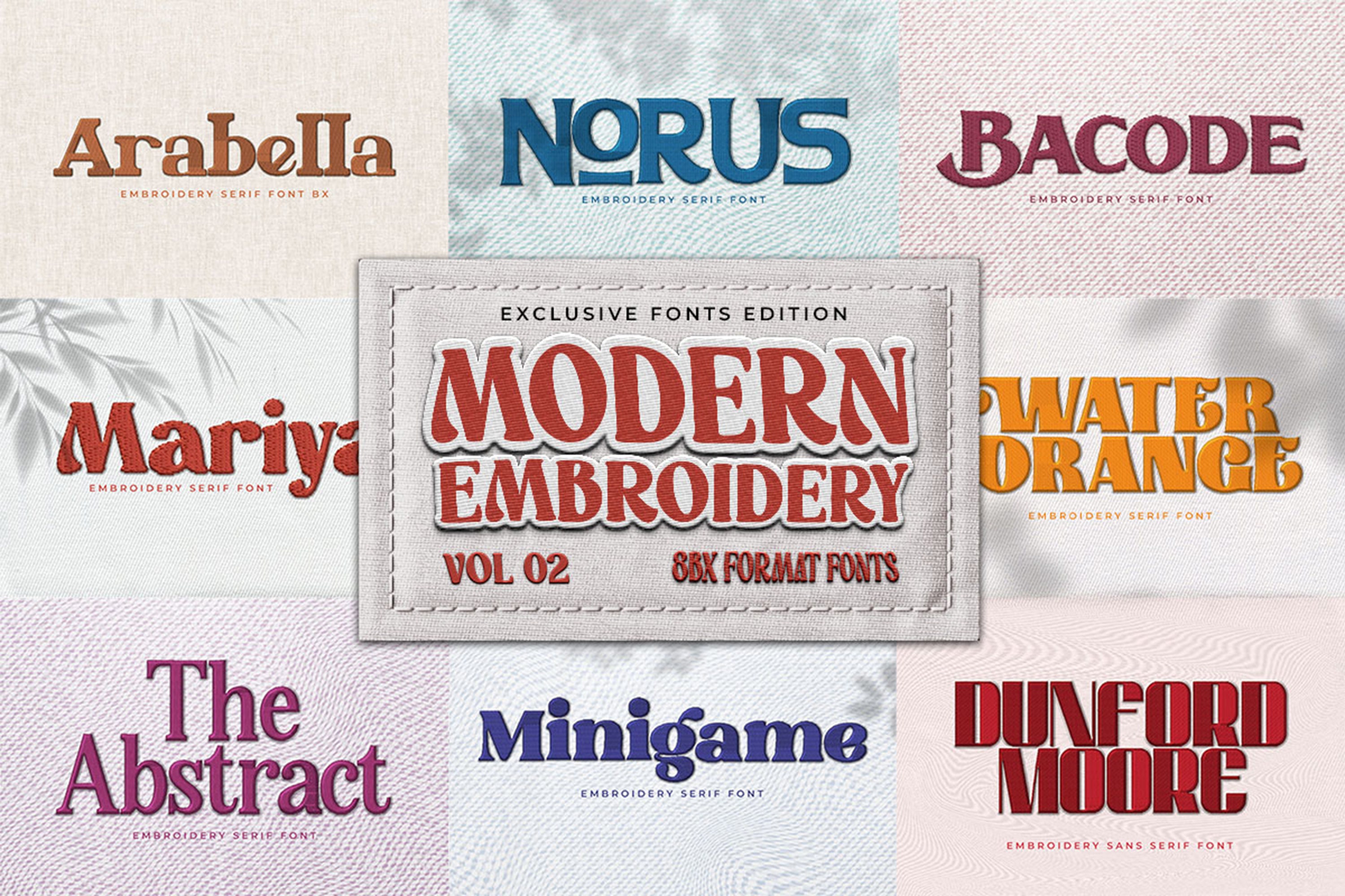 Modern Embroidery Font Bundle, Embroidery Art Font, Font Embroidery ...