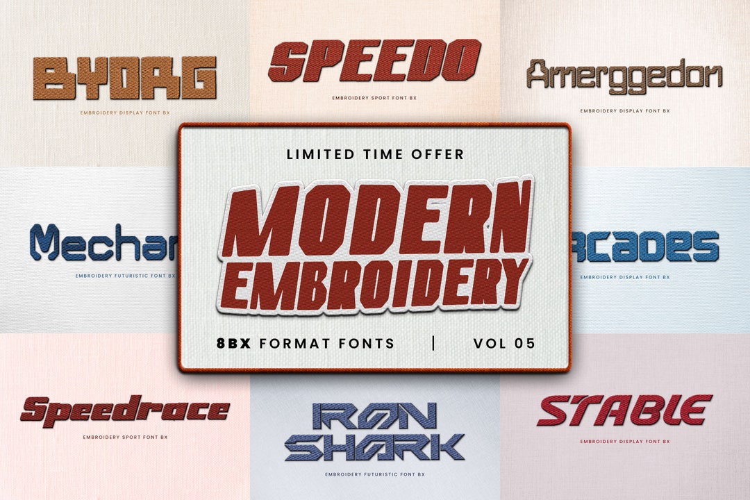 Modern Embroidery Font Bundle, Embroidery Font, Pes Embroidery Font ...