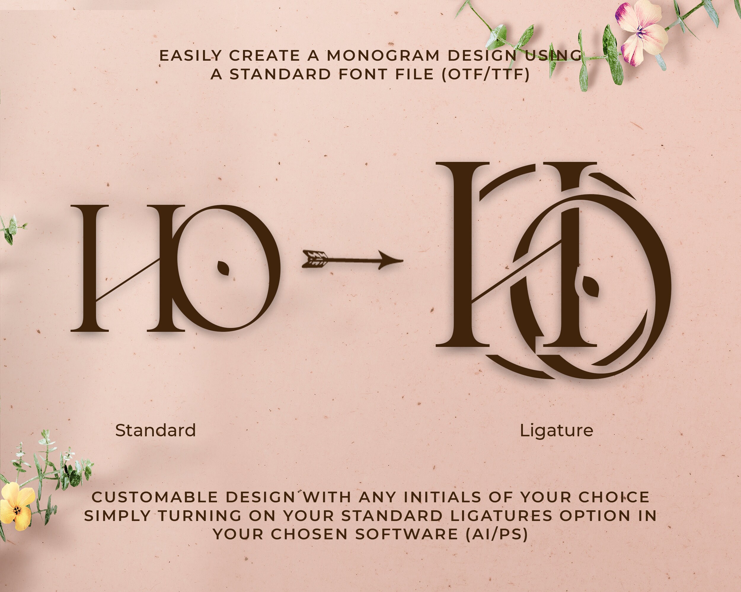 Monogram Font, Calligraphy Font, Cursive Font, Wedding Font Svg, Heart ...