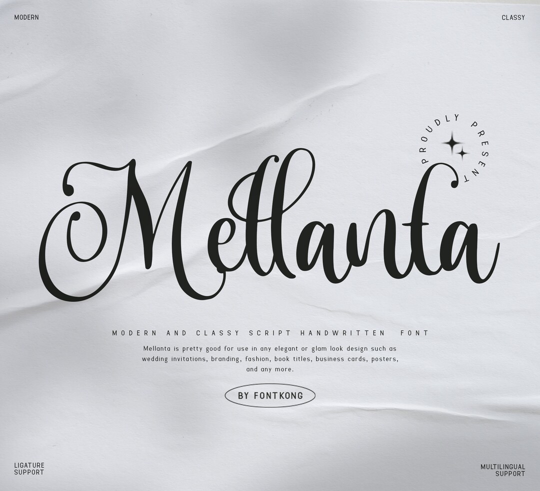 Modern Script Font, Elegant Typeface, Handwritten Elegance - Mellanta ...