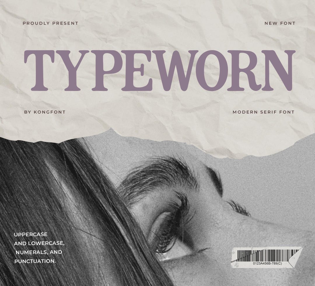 Serif Typeworn Font: Modern Retro Typeface (TTF, OTF, WOFF Files ...