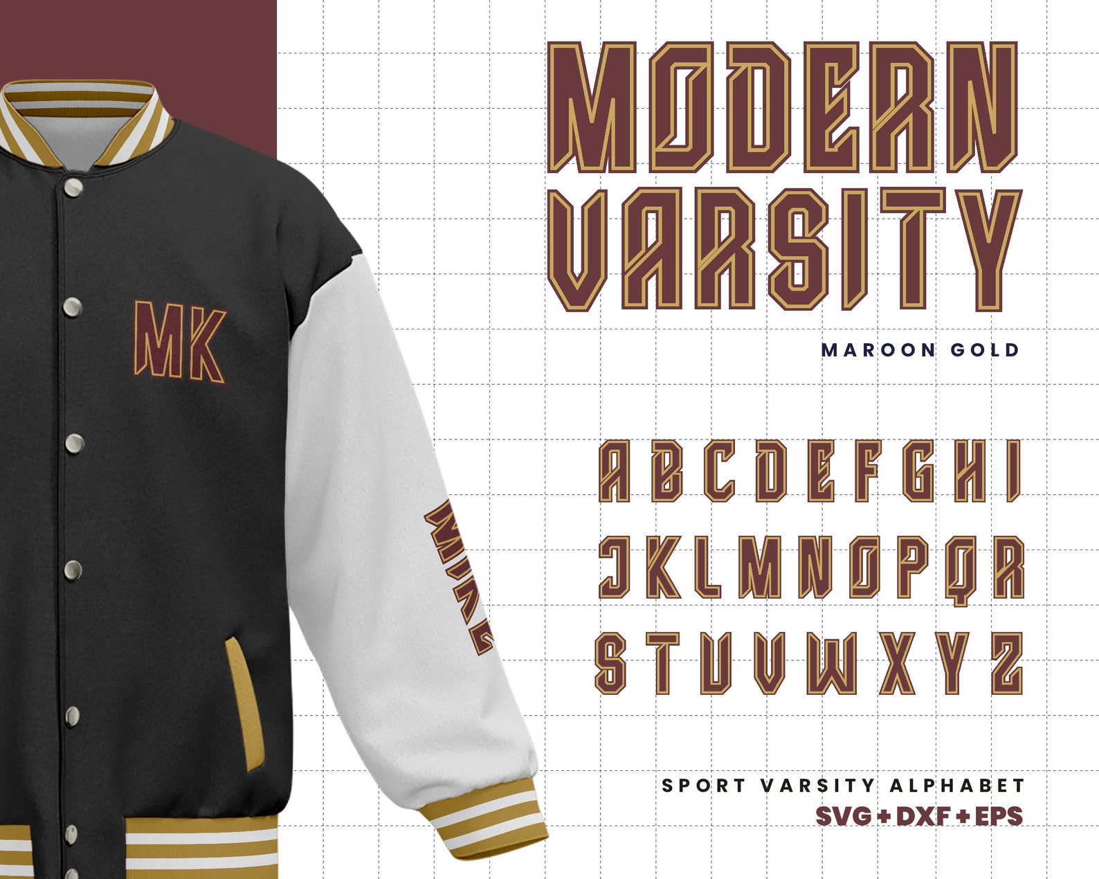 Modern Varsity Font SVG, Font SVG, Modern Fonts, Sports Font, Varsity ...