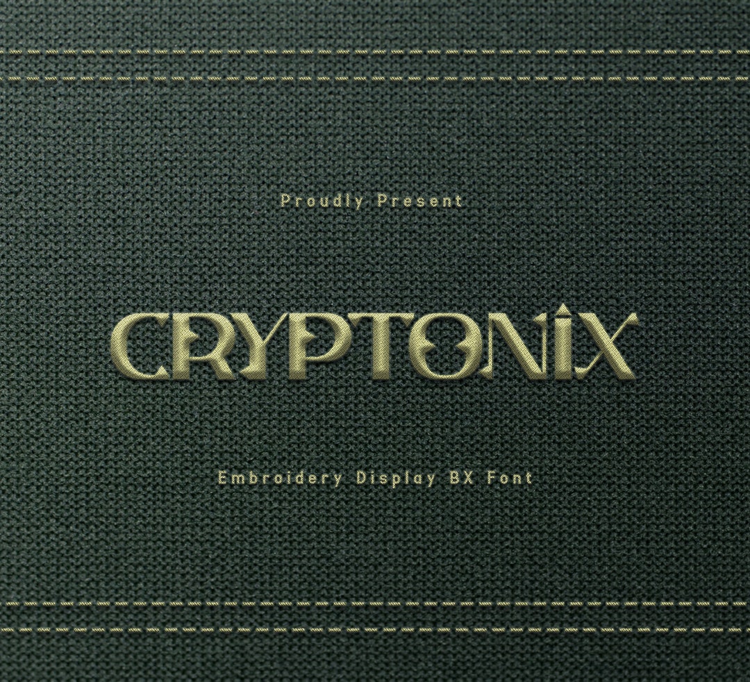 Embroidery Font, Display Font, Embroidery Typeface, Unique Embroidery - Cryptonix Embroidery ...