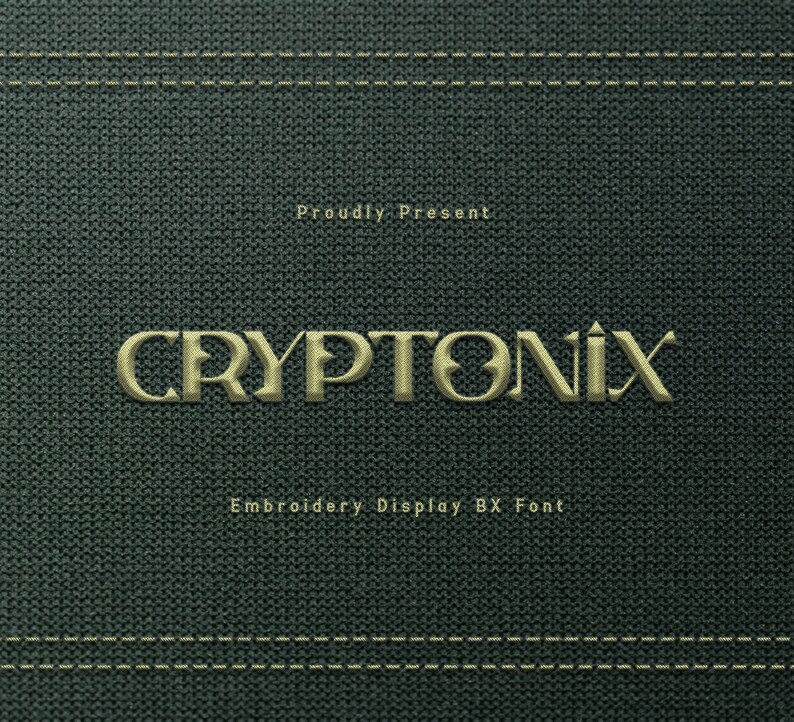 Embroidery Font, Display Font, Embroidery Typeface, Unique Embroidery - Cryptonix Embroidery ...
