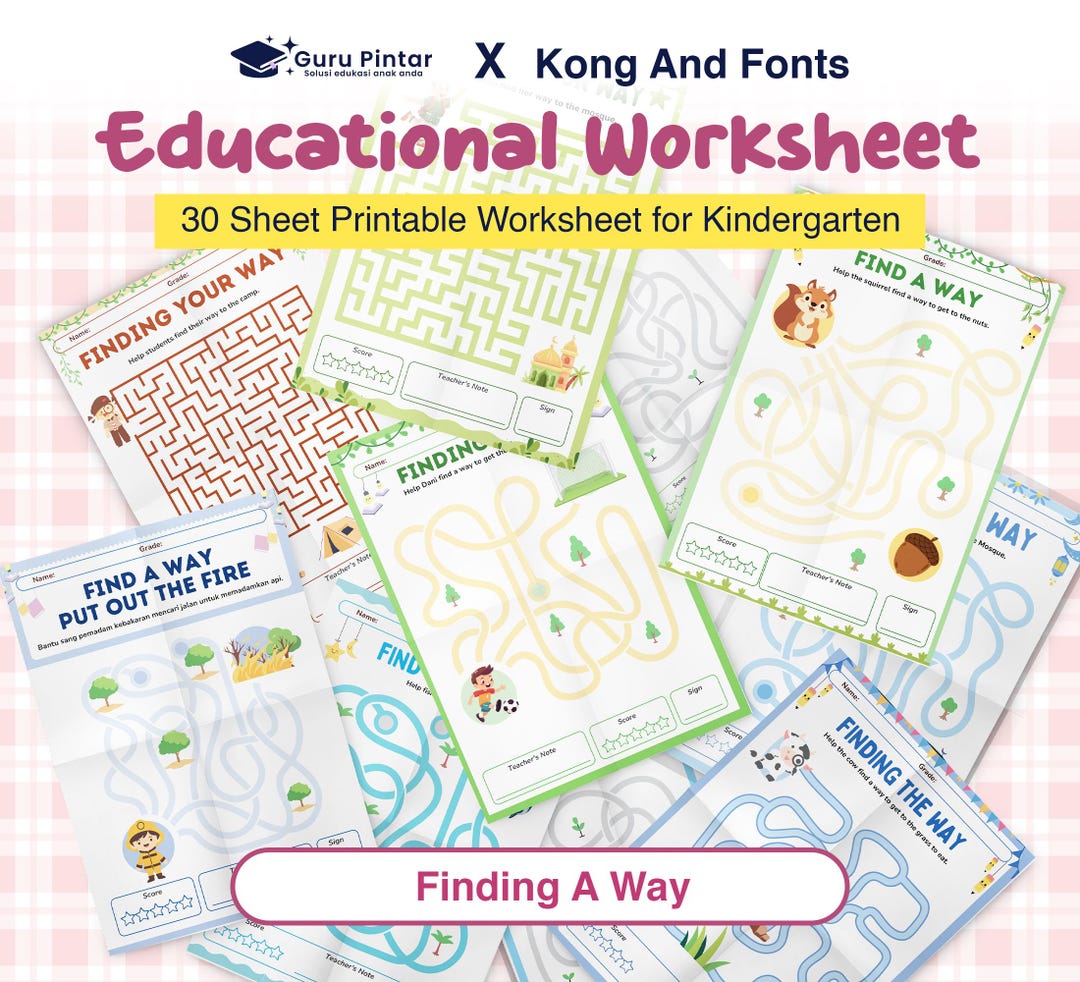Finding A Way Educational Worksheet for Kindergarten – 30 Printable PDF ...