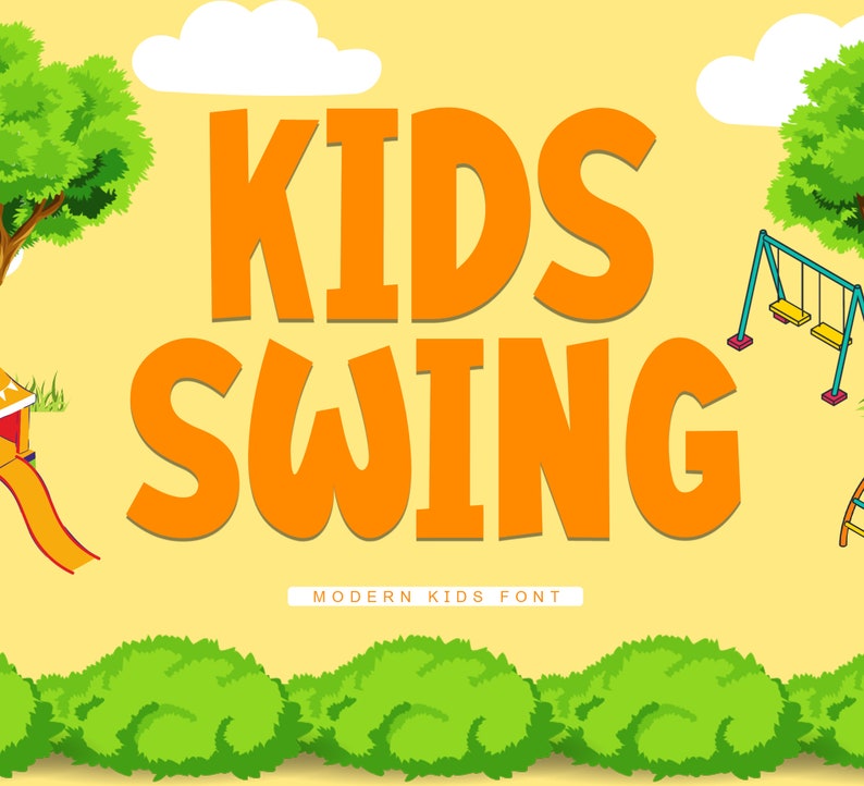 Modern Font, Kids Font, Kids Swing Font, Children Typography, Playful ...