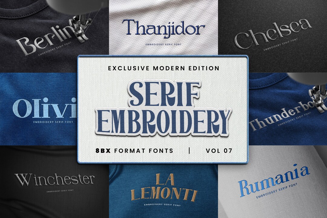 Modern Embroidery Font Bundle, Applique Embroidery, Script Embroidery ...