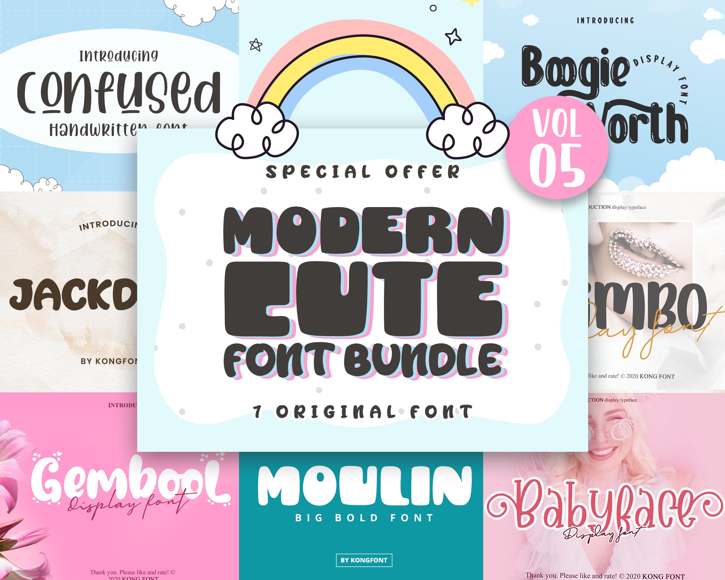 Modern Cute Font Bundle, Cute Font, Smooth Fonts, Friends Font, Doodle ...