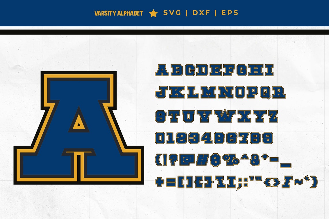 Modern Varsity Font SVG Vintage Varsity Font Varsity Letter - Etsy