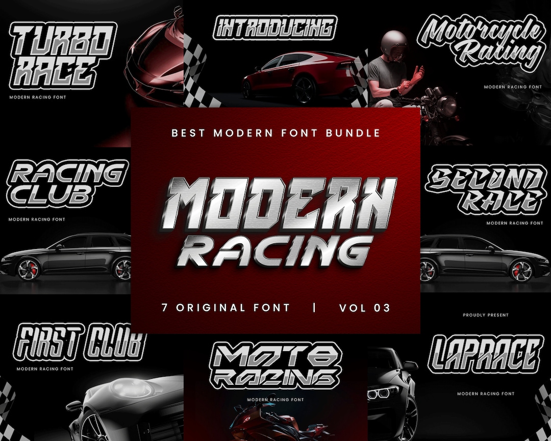 Modern Font, Font Bundle, Font, Racing Font, Retro Font, Commercial ...