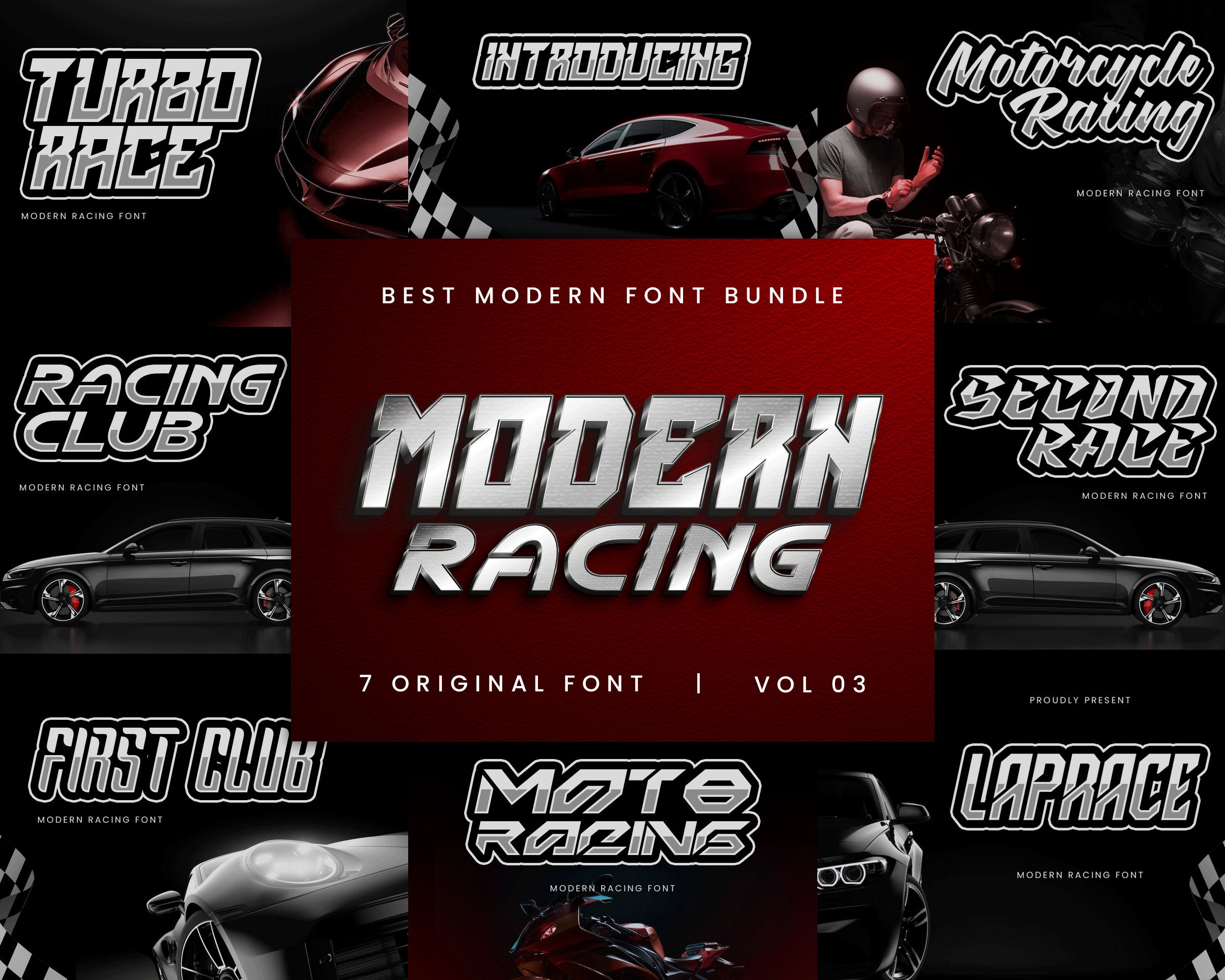 Modern Font, Font Bundle, Font, Racing Font, Retro Font, Commercial ...
