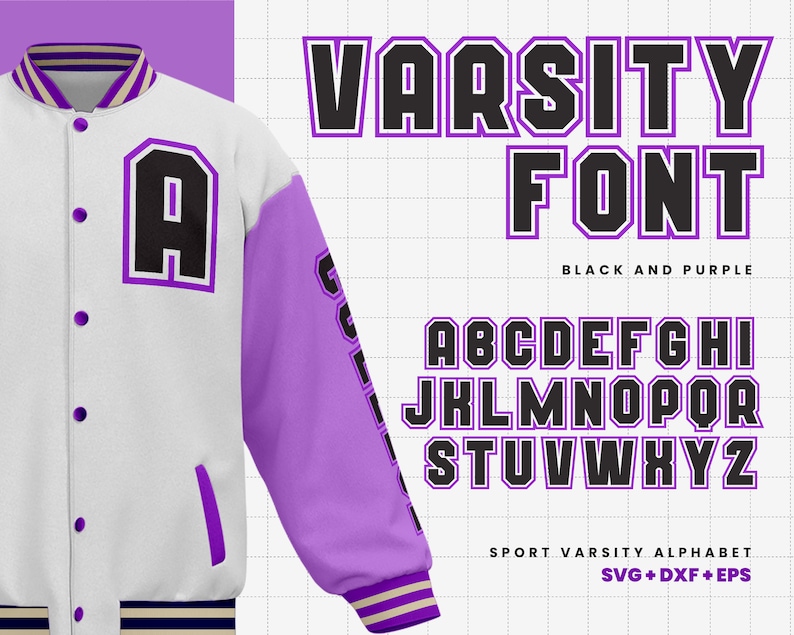 Modern Varsity Font SVG, Varsity Jacket, Sports Font, SVG File, Vector ...