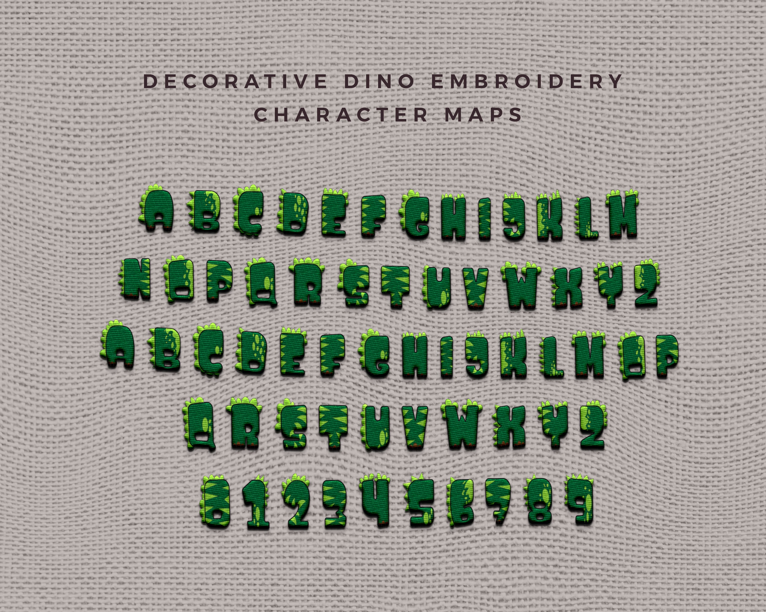 Embroidery Fonts Bundle, Modern Font, Dino Font Set - Dino Embroidery ...