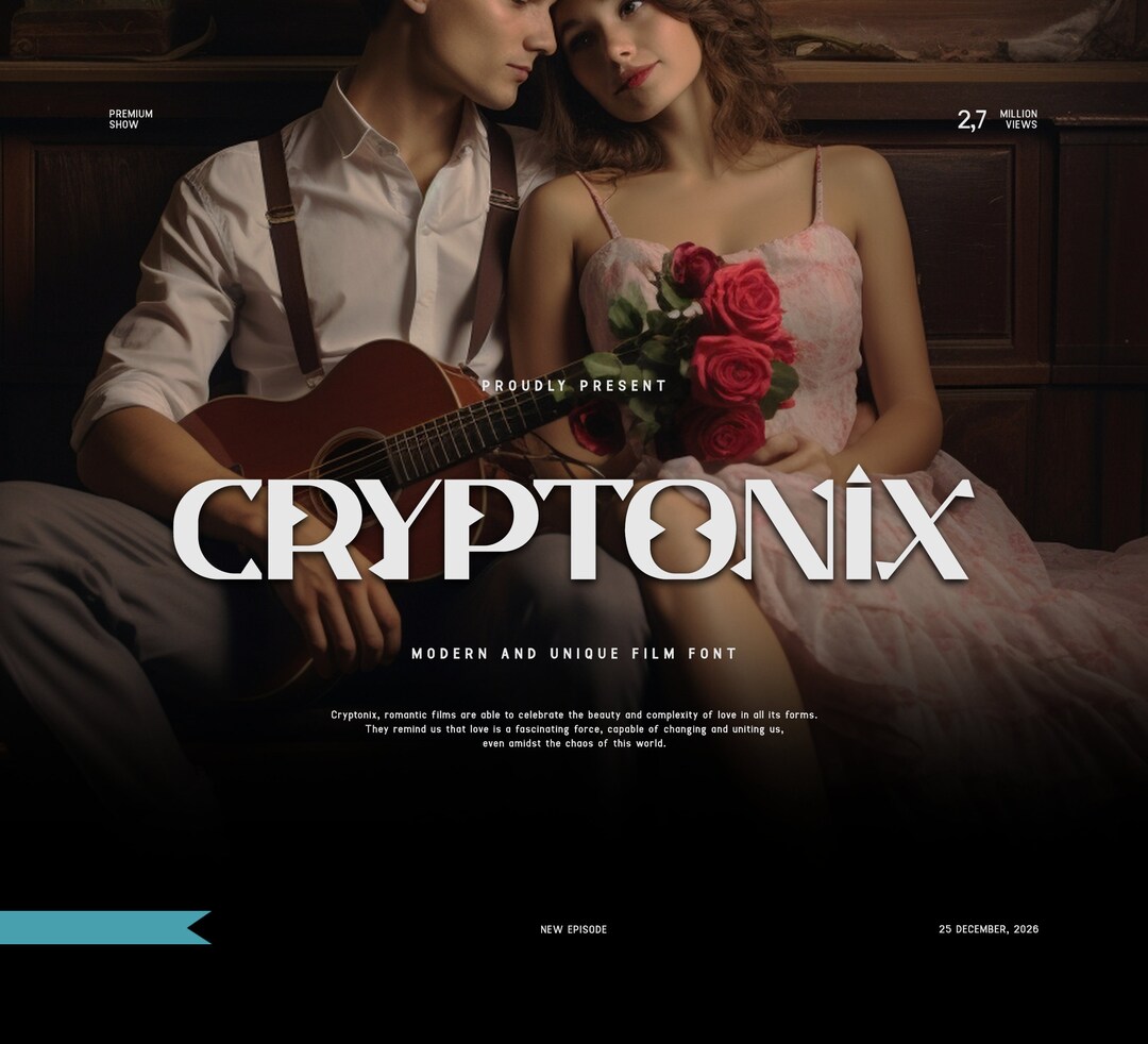 Modern Font, Display Font, Cinematic Font, Stylish Font - Cryptonix Modern and Unique Film Font ...