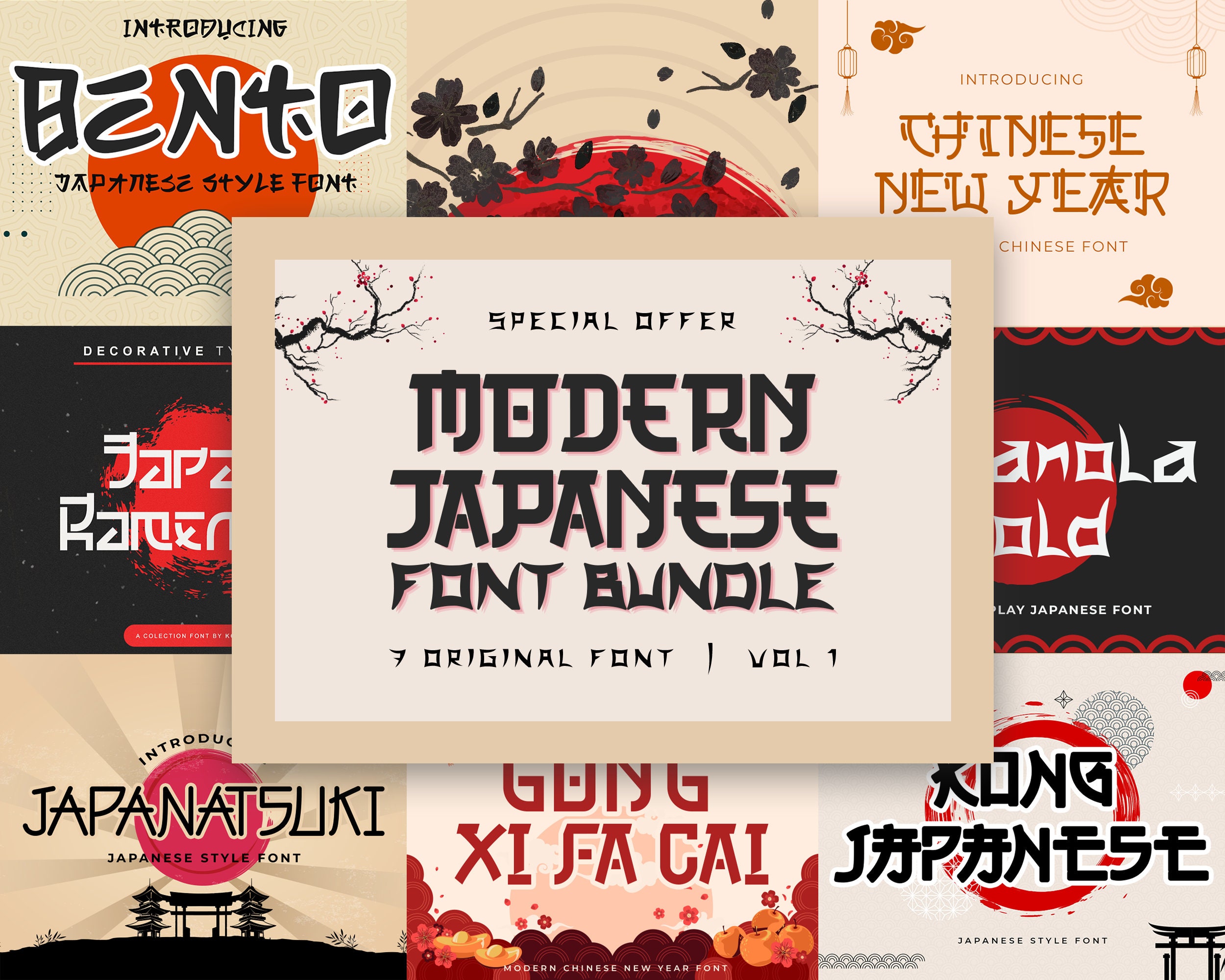 Modern Font, Japanese Font, Font, Commercial Fonts, Font Bundle ...