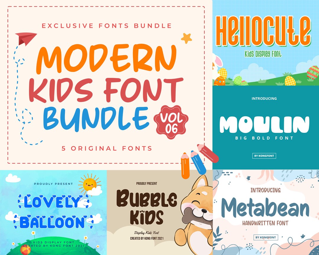 Modern Font, Kids Font, Baby Font, Font Bundle, Toddler Fonts, Cute ...