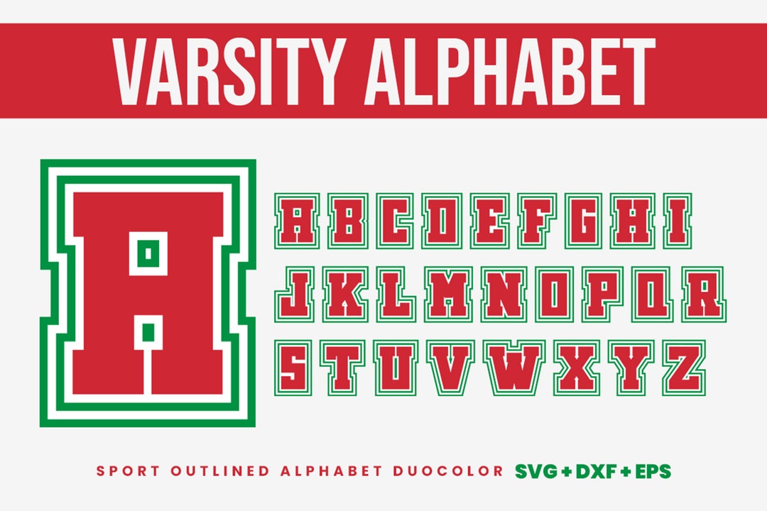 Modern Varsity Font SVG, Varsity Letters, Vector Font, Varsity Letter ...