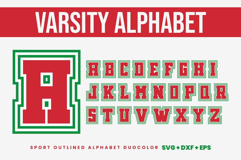 Modern Varsity Font SVG, Varsity Letters, Vector Font, Varsity Letter ...