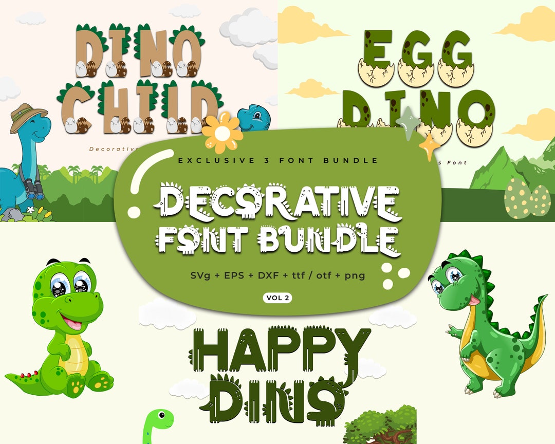 Modern Font, Font, Stylish Font Pack, Modern Text Style - Dino Themed ...