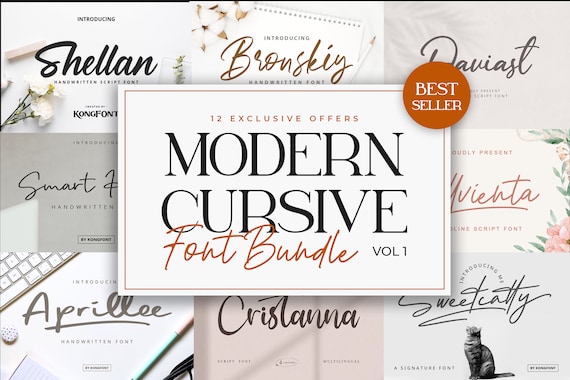 Modern Cursive Font Bundle Cursive Font Calligraphy Font - Etsy