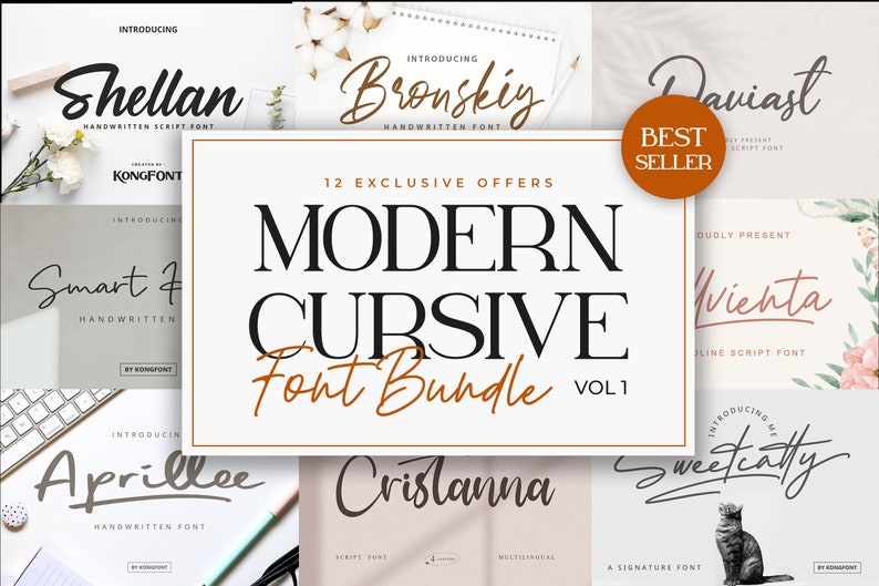 Modern Cursive Font Bundle, Cursive Font, Calligraphy Font, Script Font ...