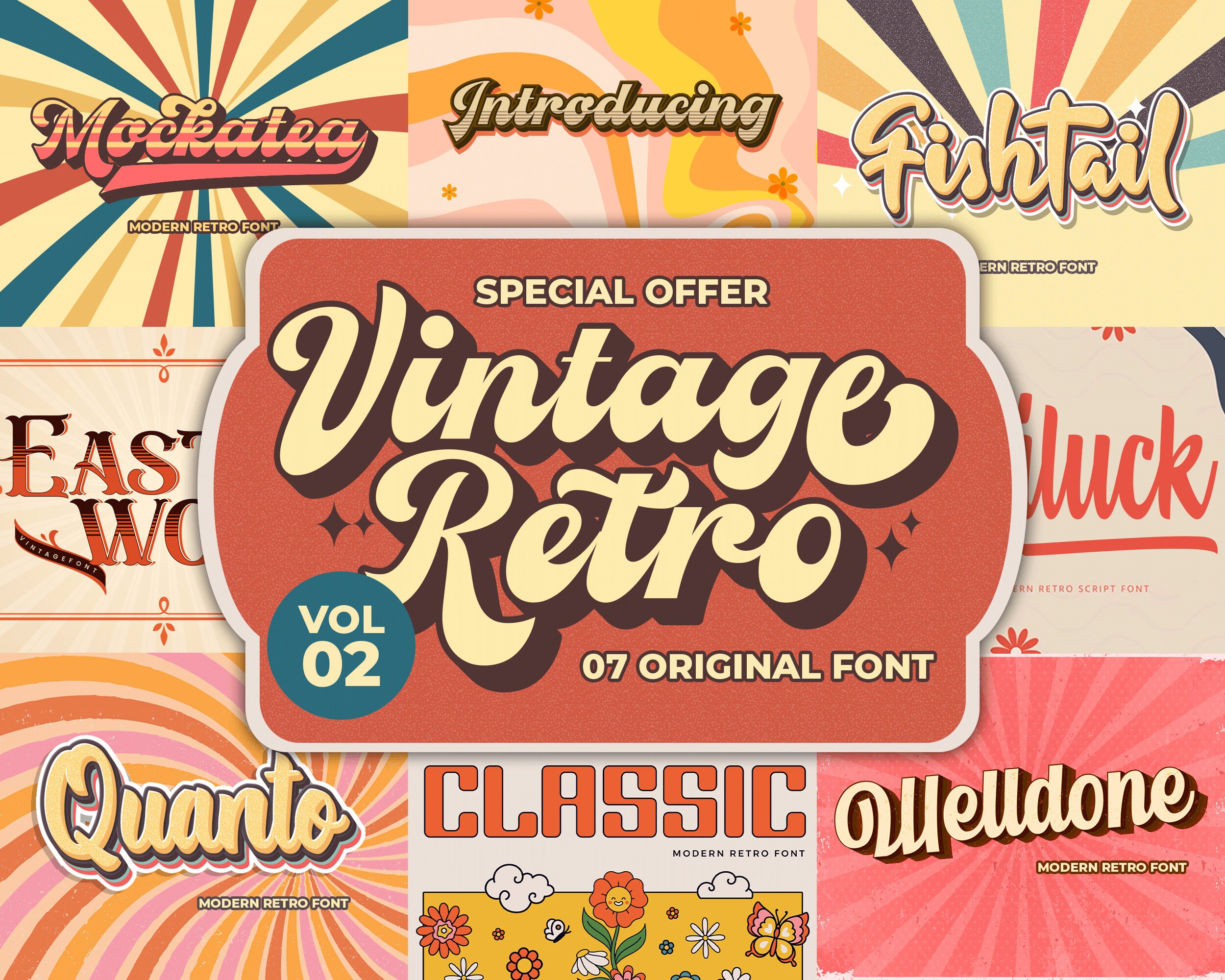 Modern Font, Font Bundle, Font, Retro Font, Vintage Font, Groovy Font ...