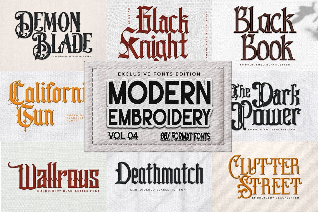 Modern Embroidery Font Bundle, BX Embroidery Fonts, Applique Embroidery ...