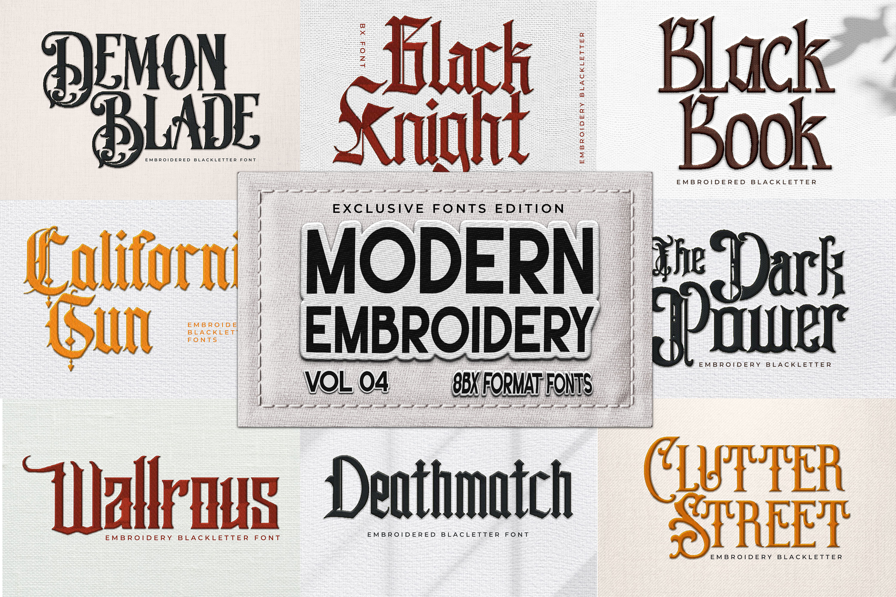 Modern Embroidery Font Bundle, BX Embroidery Fonts, Applique Embroidery ...