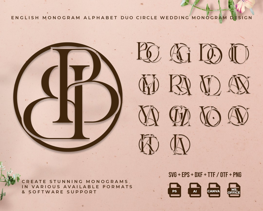 Monogram Font, Calligraphy Font, Cursive Font, Wedding Font Svg, Heart ...