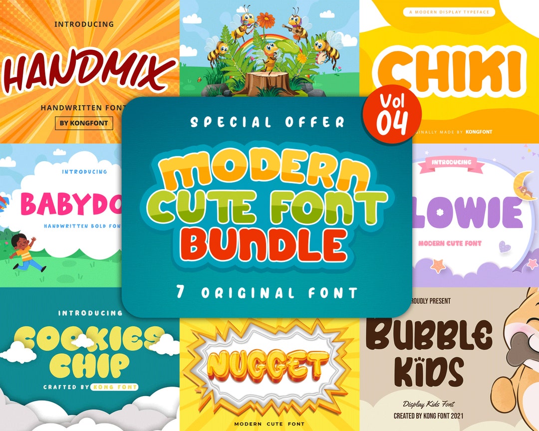 Modern Cute Font Bundle, Vol.4 (TTF, OTF, WOFF Files) - Etsy