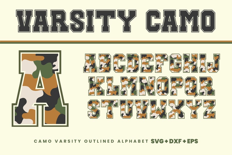 Camo Varsity Font SVG, Sports Font, Font Bundle (digital File) - Etsy