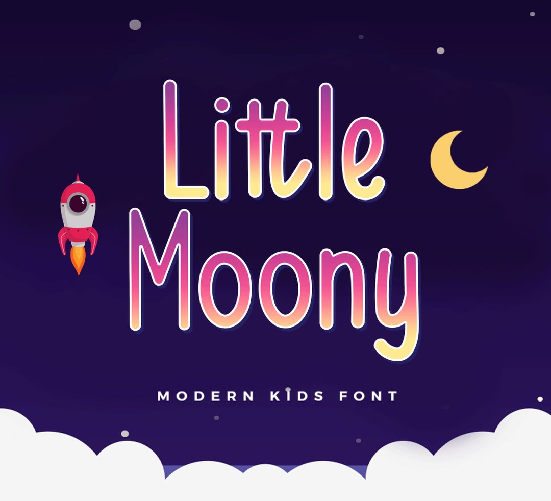 Modern Font, Cheerful Font, Design Font, Little Moony Font, Kids Font - Little Moony Cheerful ...